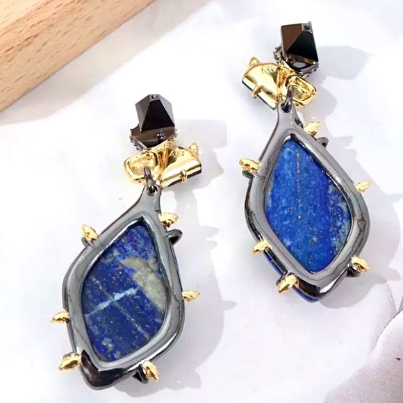 Alexis Bittar | Jewelry | Alexis Bittar Lapis Gunmetal Teardrop Dangle ...